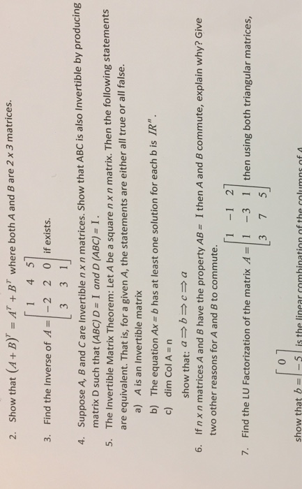 Solved Show that (A + B)^T = A^T + B^T where both A and B | Chegg.com