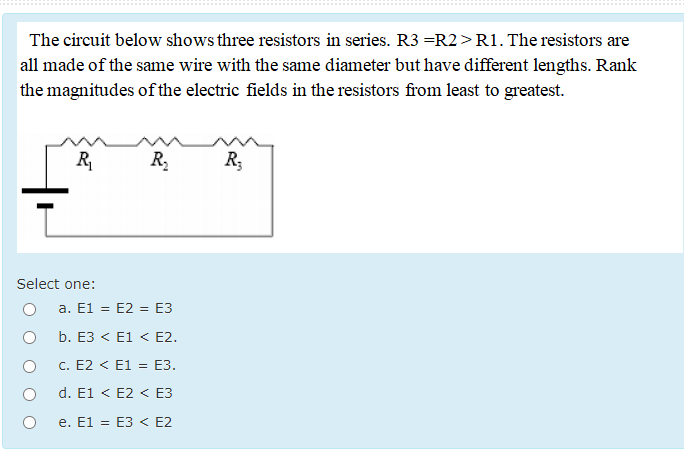 Solved The circuit below shows three resistors in series. R3 | Chegg.com