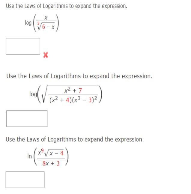 Solved Use the Laws of Logarithms to expand the expression. | Chegg.com