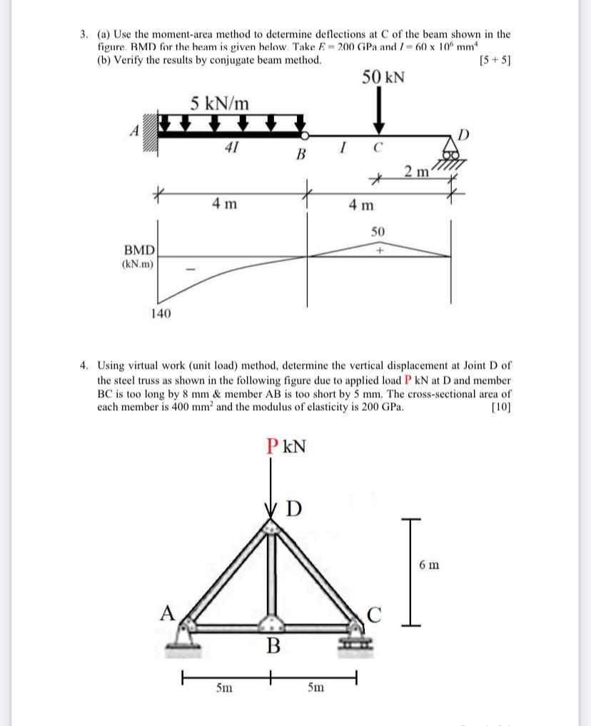 Solved 3. (a) Use the moment-area method to determine | Chegg.com