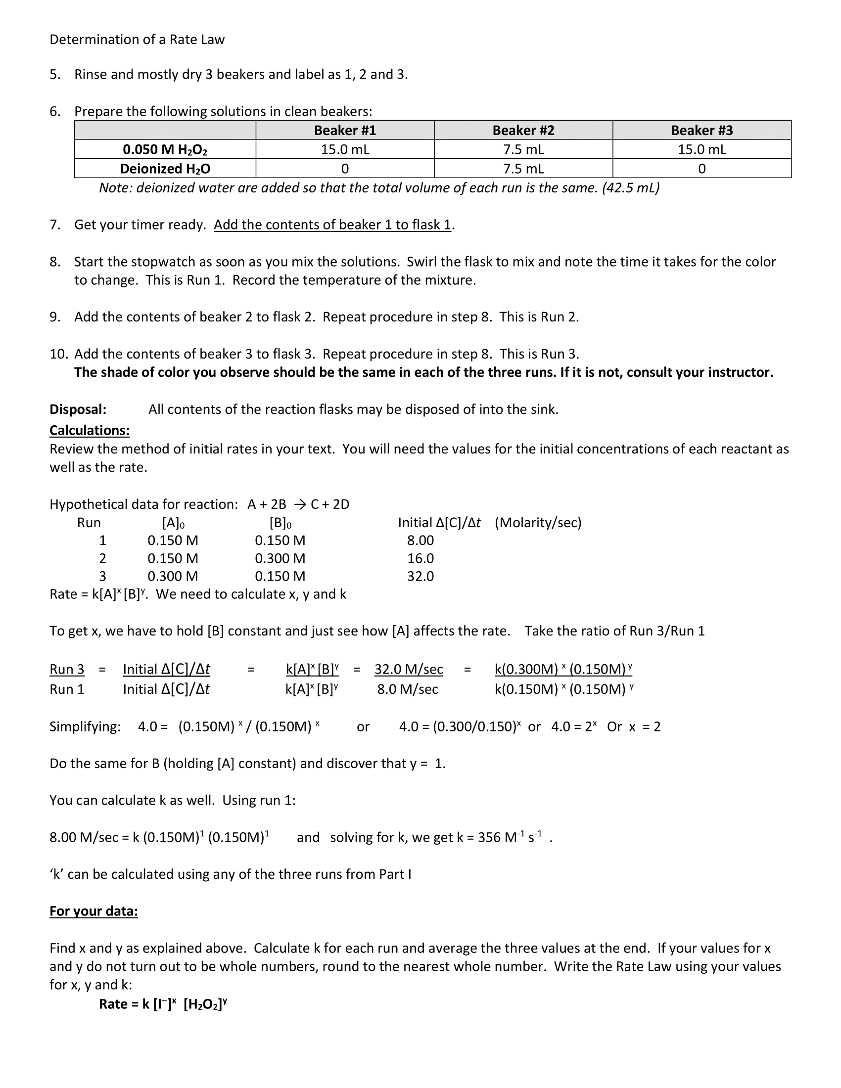 Determination of a Rate Law Determination of a Rate | Chegg.com