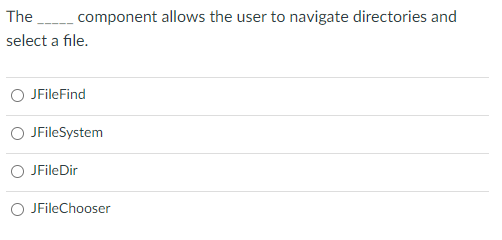 Solved The component allows the user to navigate directories | Chegg.com