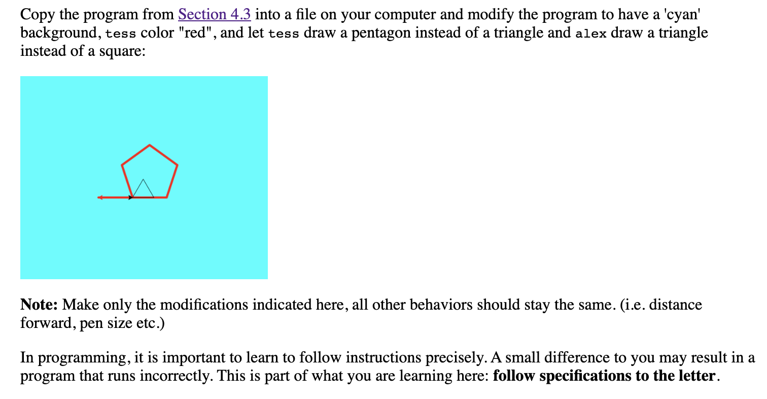 Solved THAT IS PROGRAM 4.3 import turtle wn = | Chegg.com