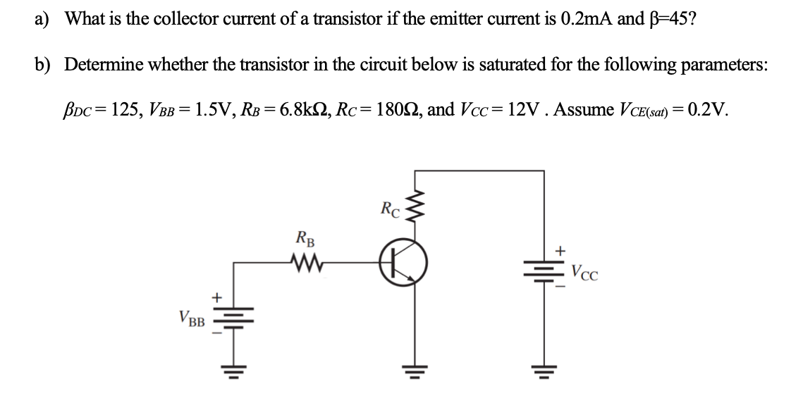 Solved a) What is the collector current of a transistor if | Chegg.com