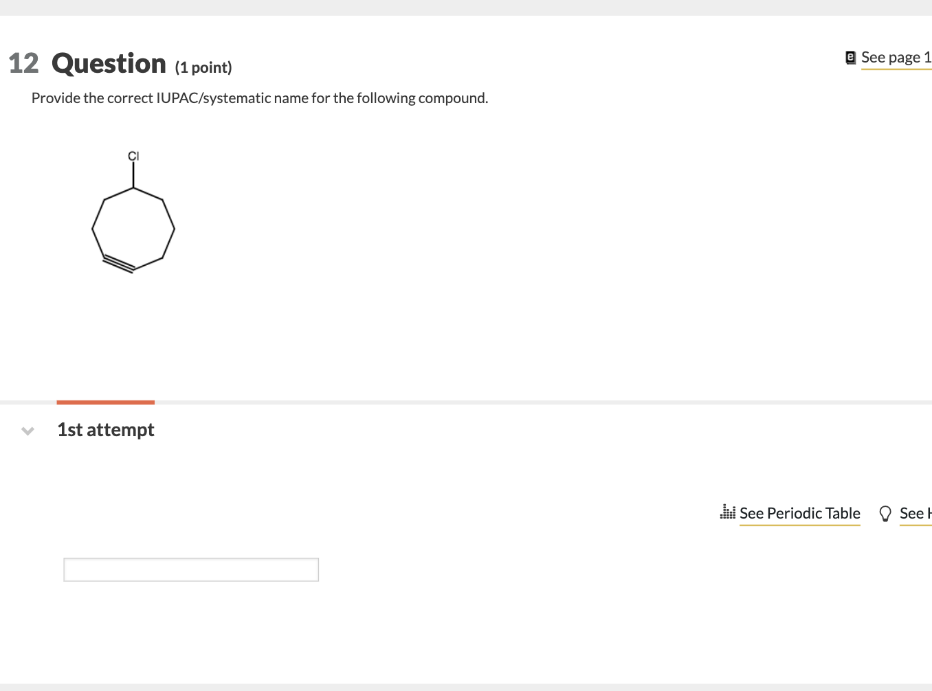 Solved 12 Question (1 point) 르 See page 1 Provide the | Chegg.com