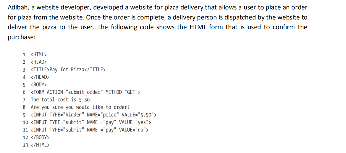Solved Adibah, a website developer, developed a website for | Chegg.com