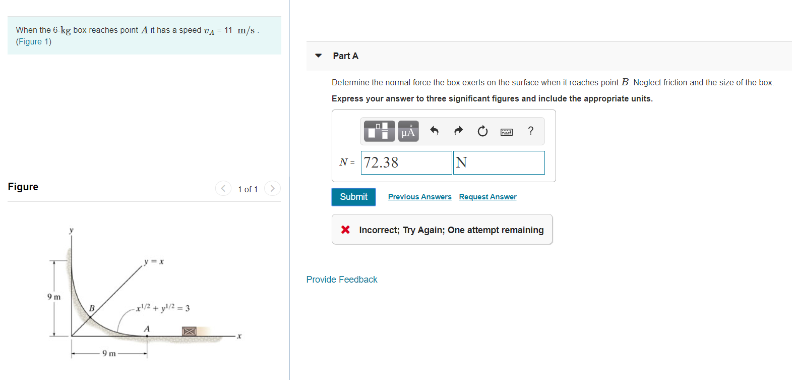 Solved When the 6-kg box reaches point A it has a speed va = | Chegg.com