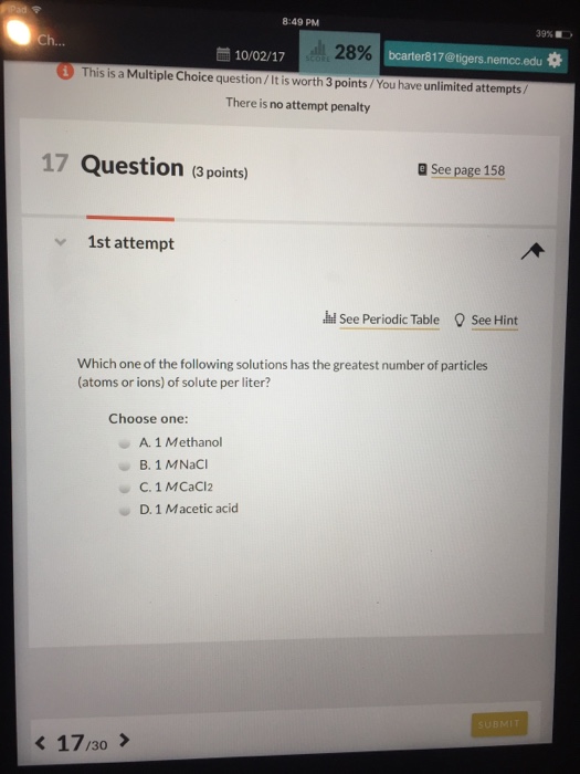 Solved 8:49 PM 39% 10/02/17 28% bcarter817@tigers.nemcc.edu | Chegg.com