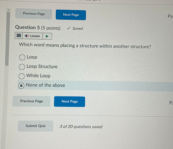 Solved Page 7 of 20 Question 7 (5 points) Which word means | Chegg.com