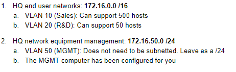 Solved Please subnet the networks VLAN 10 and VLAN 20 with | Chegg.com