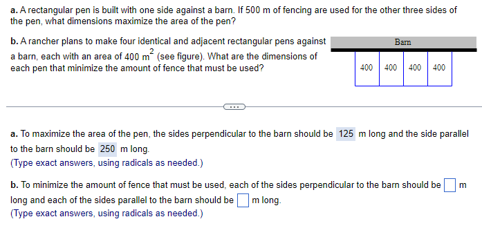 Solved a. A rectangular pen is built with one side against a | Chegg.com