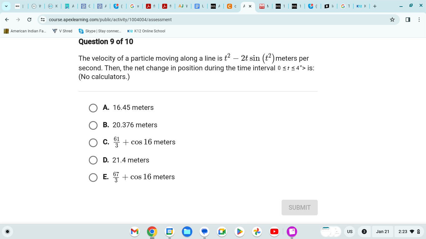 Solved Question 9 ﻿of 10The velocity of a particle moving | Chegg.com