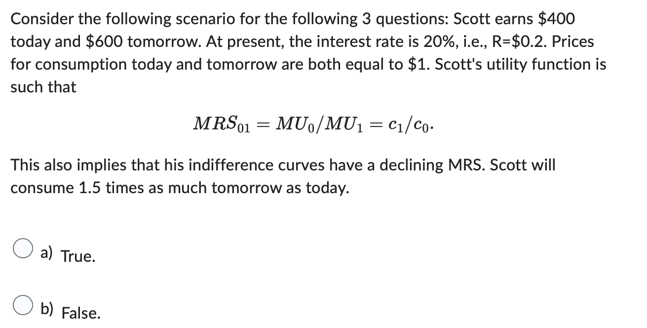 Solved Consider the following scenario for the following 3 | Chegg.com