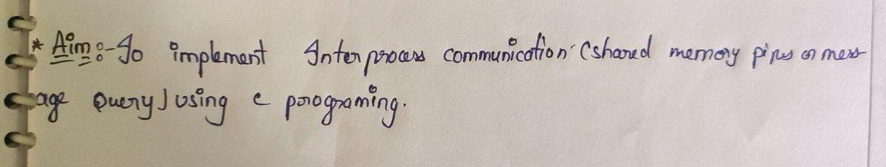 Solved : To 69 mest Aim o-4o implement Inter process | Chegg.com