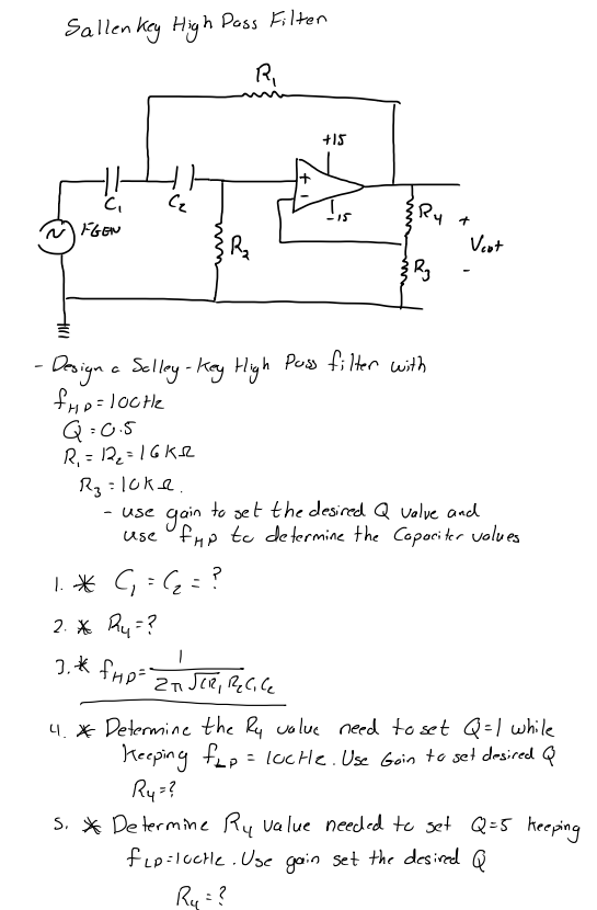 Solved Sallenkey High Pass Filten Design a Solley-Key High | Chegg.com