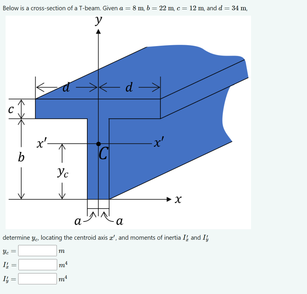 Solved Below is a cross-section of a T-beam. Given | Chegg.com