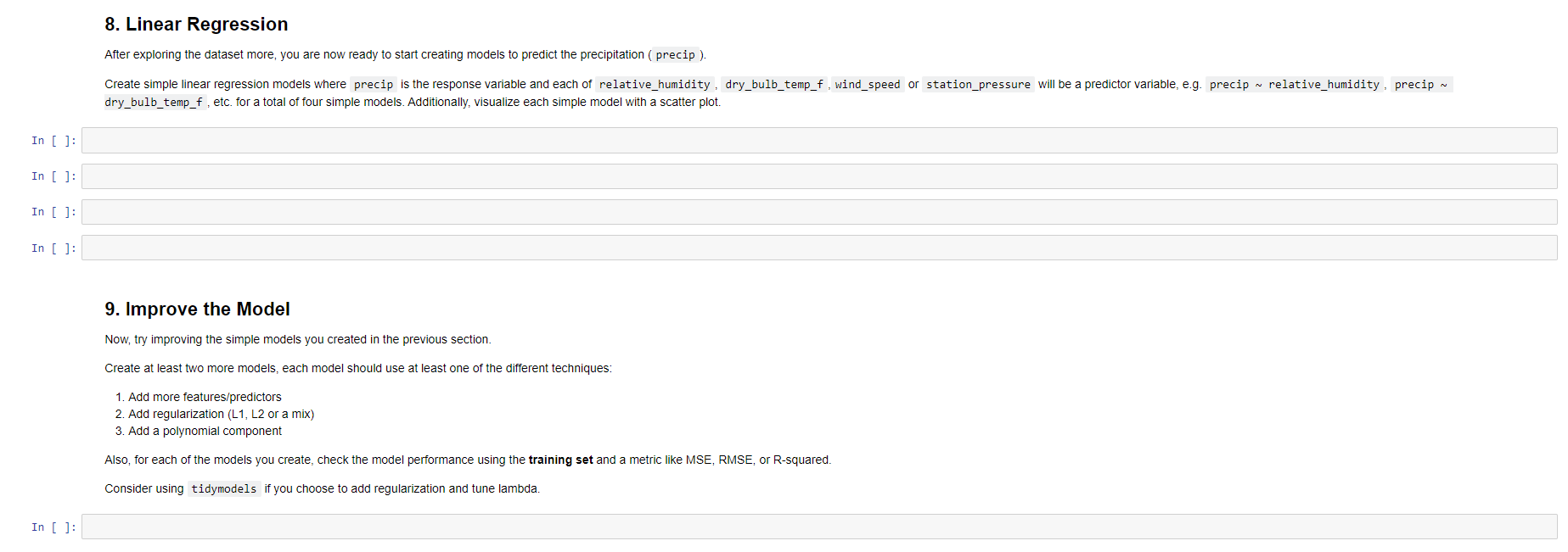 Solved In [ ]: In [ ]: In [ ]: In [ ]: In [ ]: 8. Linear | Chegg.com