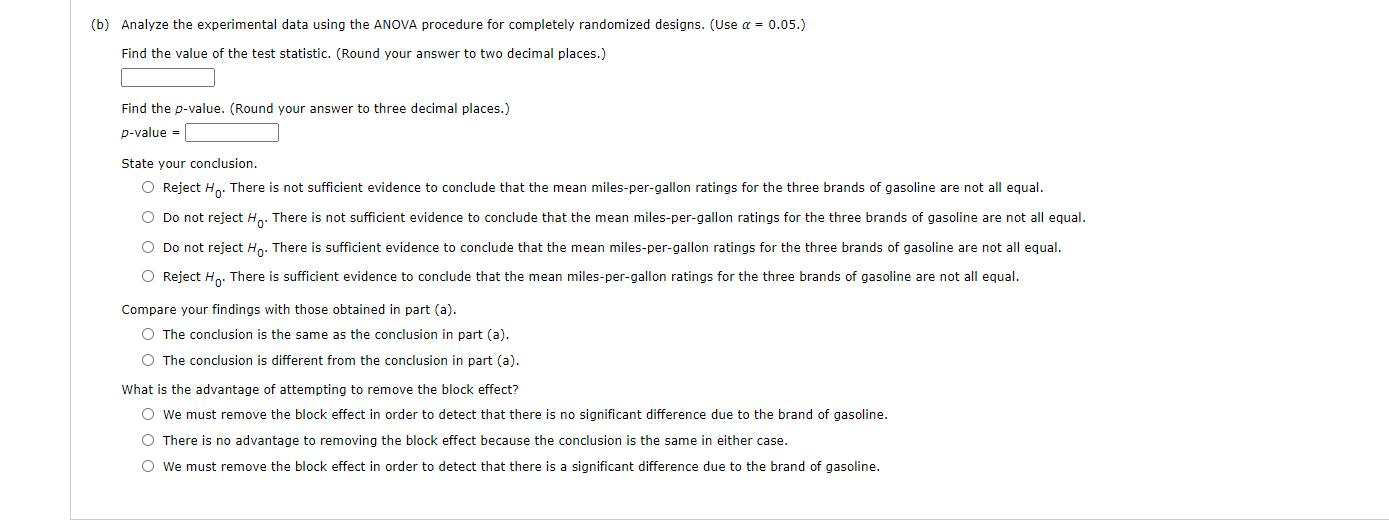 Solved A research firm tests the miles-per-gallon | Chegg.com