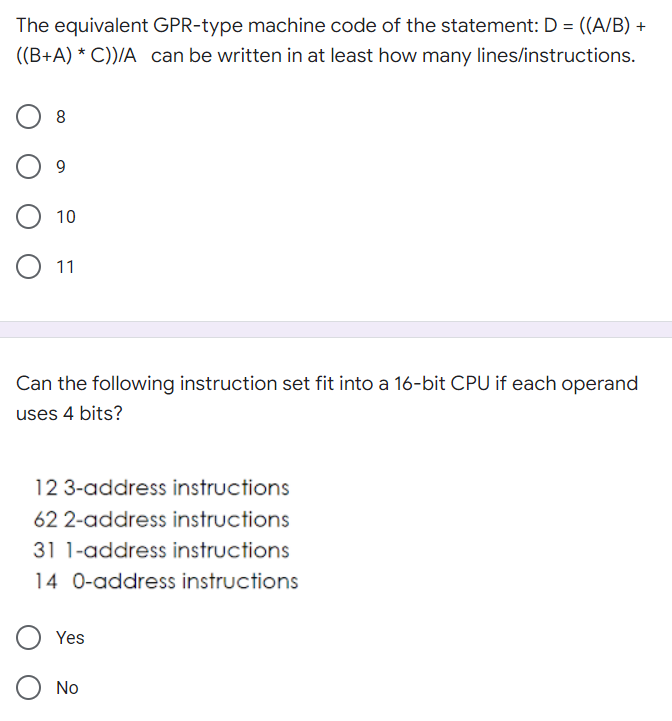 Solved The equivalent GPR-type machine code of the | Chegg.com