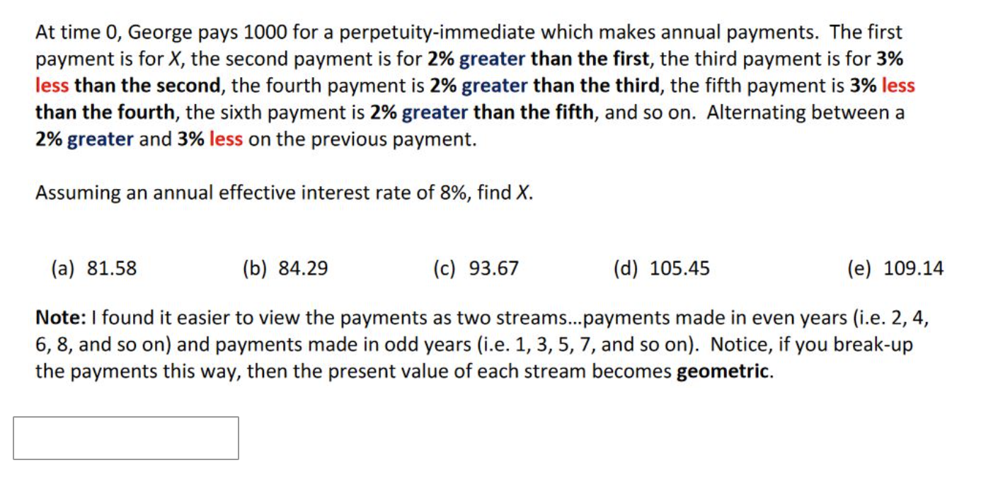 Solved At time 0, George pays 1000 for a | Chegg.com