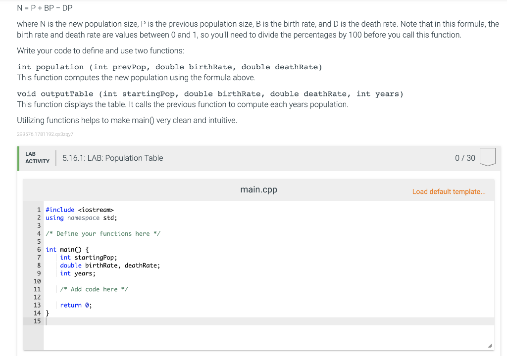 Solved 5.16 LAB: Population Table Write a program that first | Chegg.com