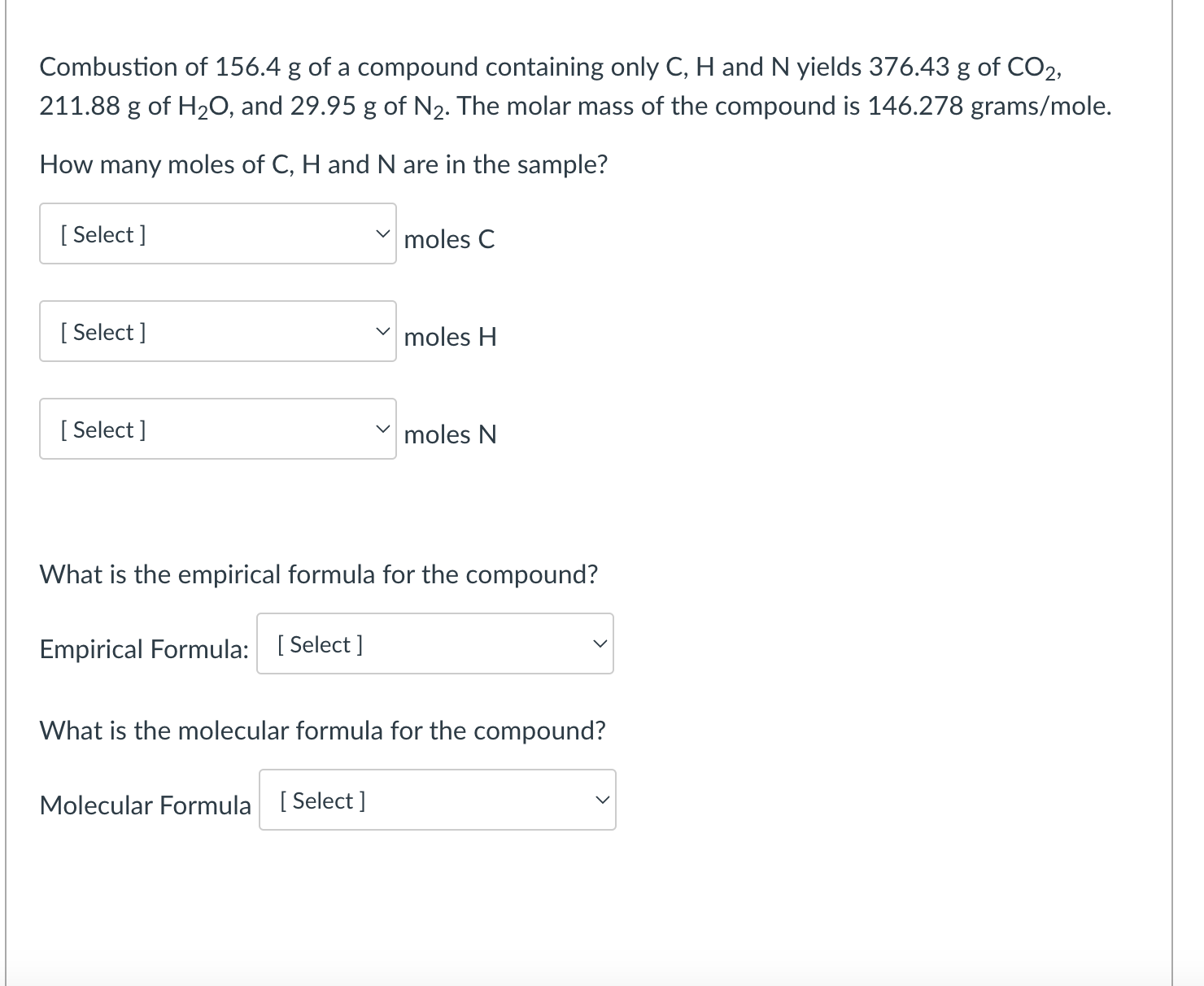 Solved Combustion of 156.4g ﻿of a compound containing only | Chegg.com