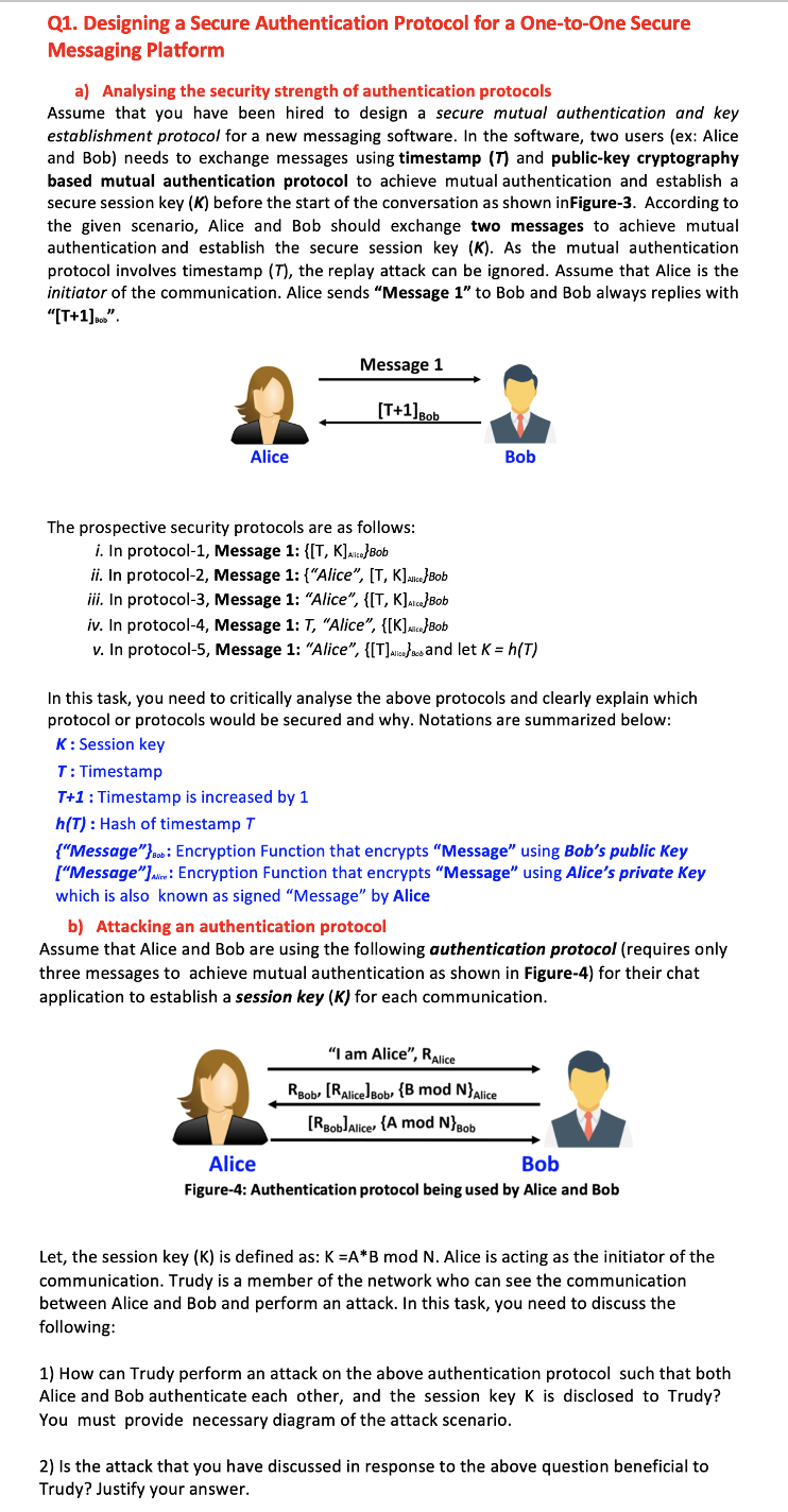 Solved Q1. Designing a Secure Authentication Protocol for a | Chegg.com