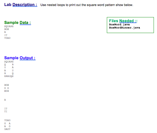 Solved Lab Description: Use nested loops to print out the | Chegg.com