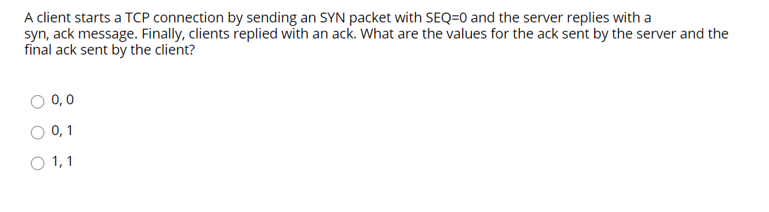 Solved A client starts a TCP connection by sending an SYN | Chegg.com