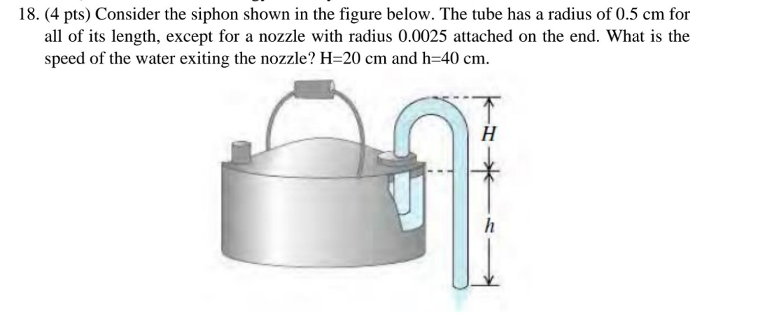Solved 18. (4 pts) Consider the siphon shown in the figure | Chegg.com