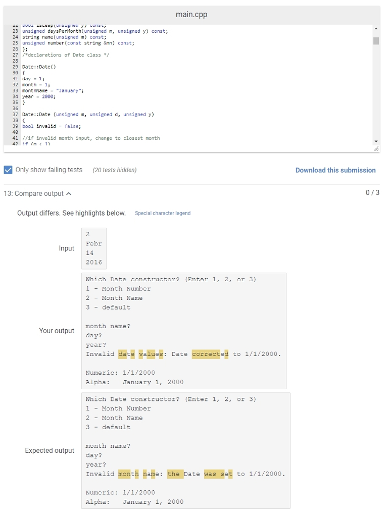 Solved main.cpp 23 unsigned daysPerMonth(unsigned m, | Chegg.com