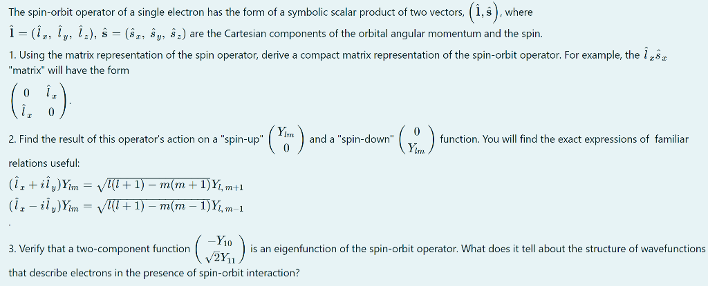Solved The spin-orbit operator of a single electron has the | Chegg.com