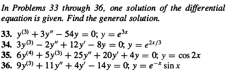 Solved In Problems 33 through 36 , one solution of the | Chegg.com