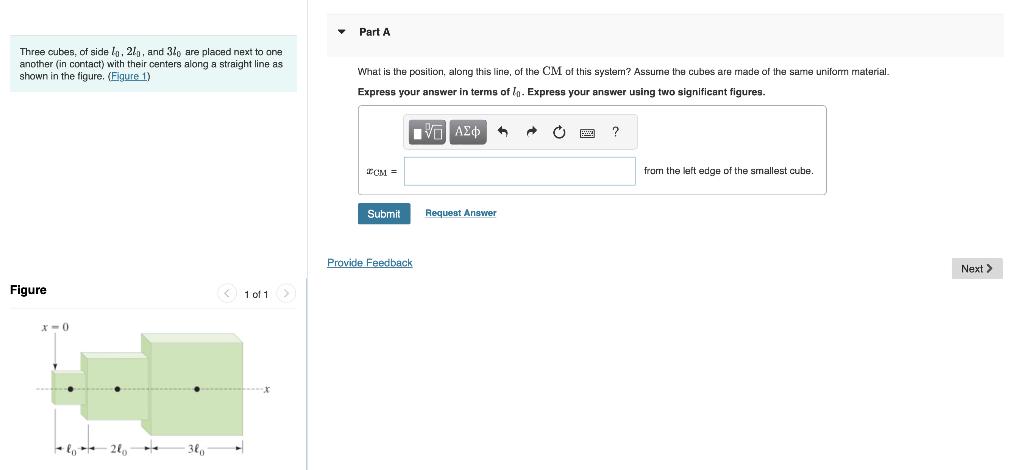 Solved Three cubes, of side l0,2l0, and 3l0 are placed next | Chegg.com