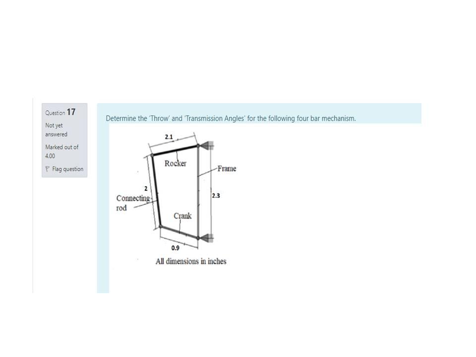Solved Determine the 'Throw and 'Transmission Angles for the | Chegg.com
