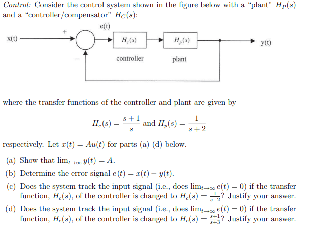 Control: Consider the control system shown in the | Chegg.com