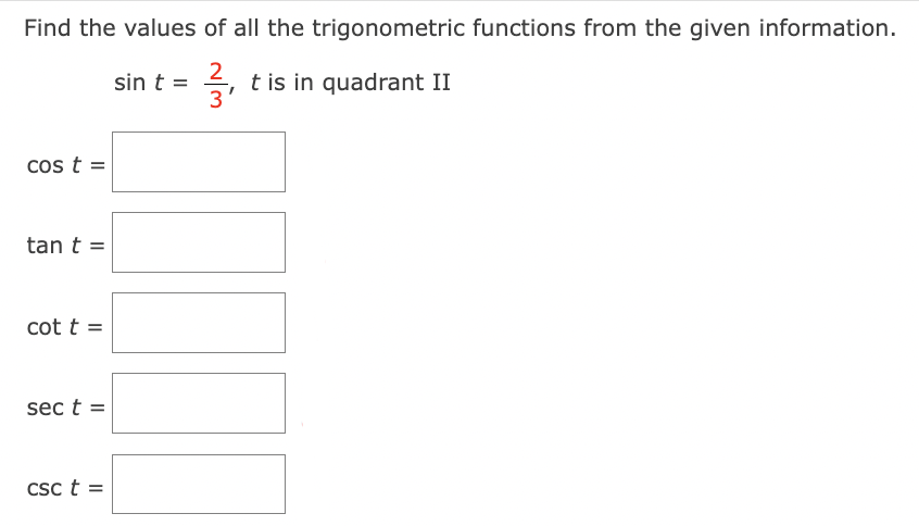 Solved Find the values of all the trigonometric functions | Chegg.com