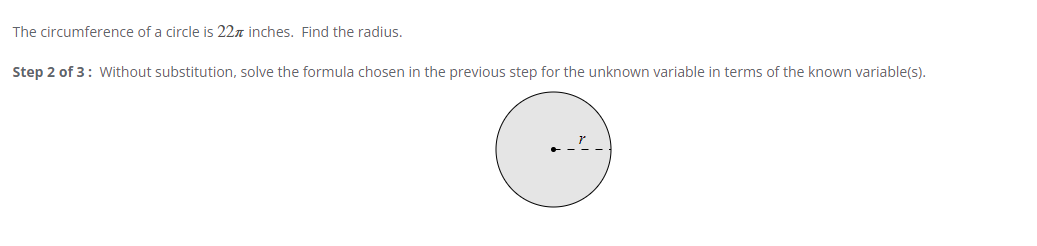 Solved The circumference of a circle is 22π ﻿inches. Find | Chegg.com