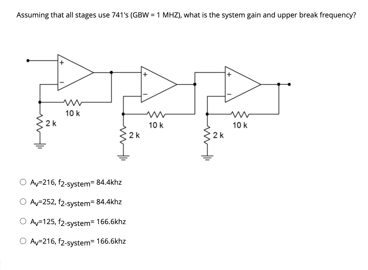 Solved Assuming that all stages use 741 's (GBW = 1 MHZ ), | Chegg.com