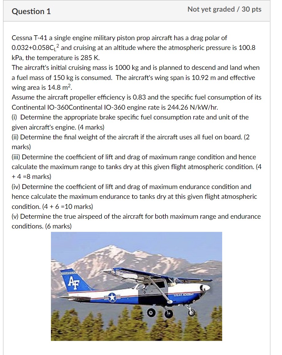 Cessna T-41 a single engine military piston prop | Chegg.com