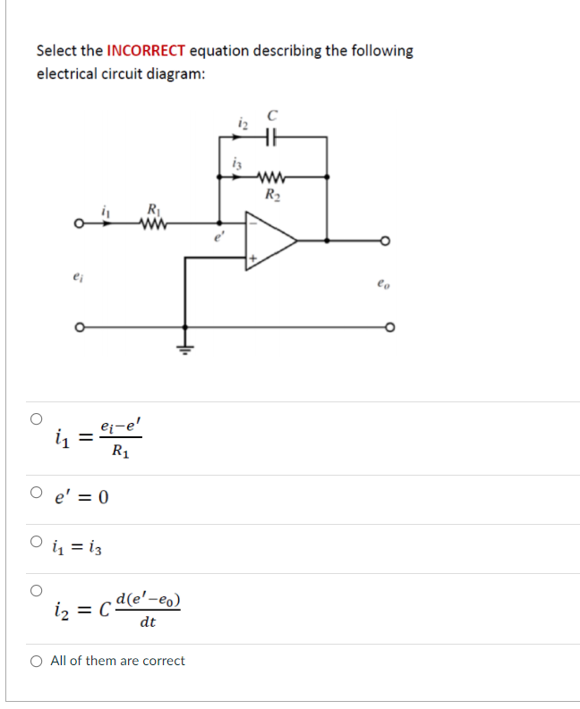Solved Select the INCORRECT equation describing the | Chegg.com