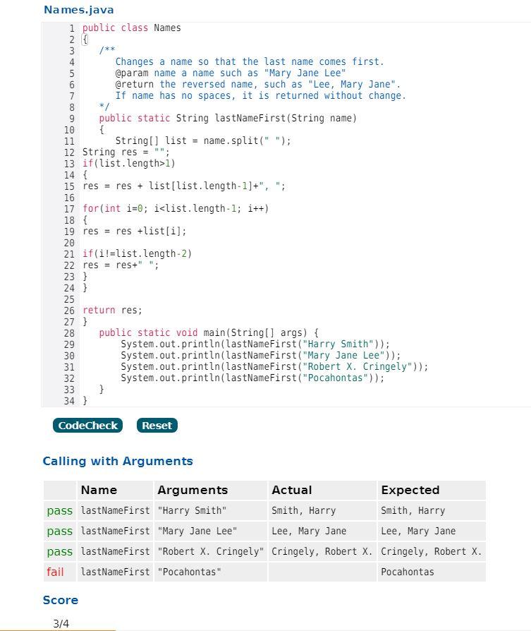 Solved NM LONDO Names.java i public class Names 21 3 4 | Chegg.com