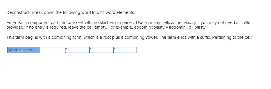 Solved Deconstruct: Break down the following word into its | Chegg.com