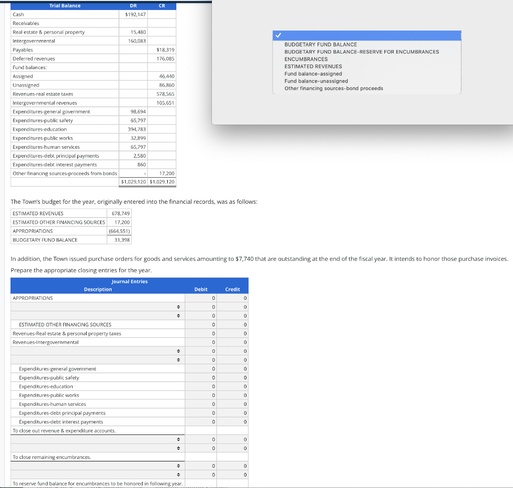 Trial Balance DR CR Cash $192.147 Receivables Real | Chegg.com