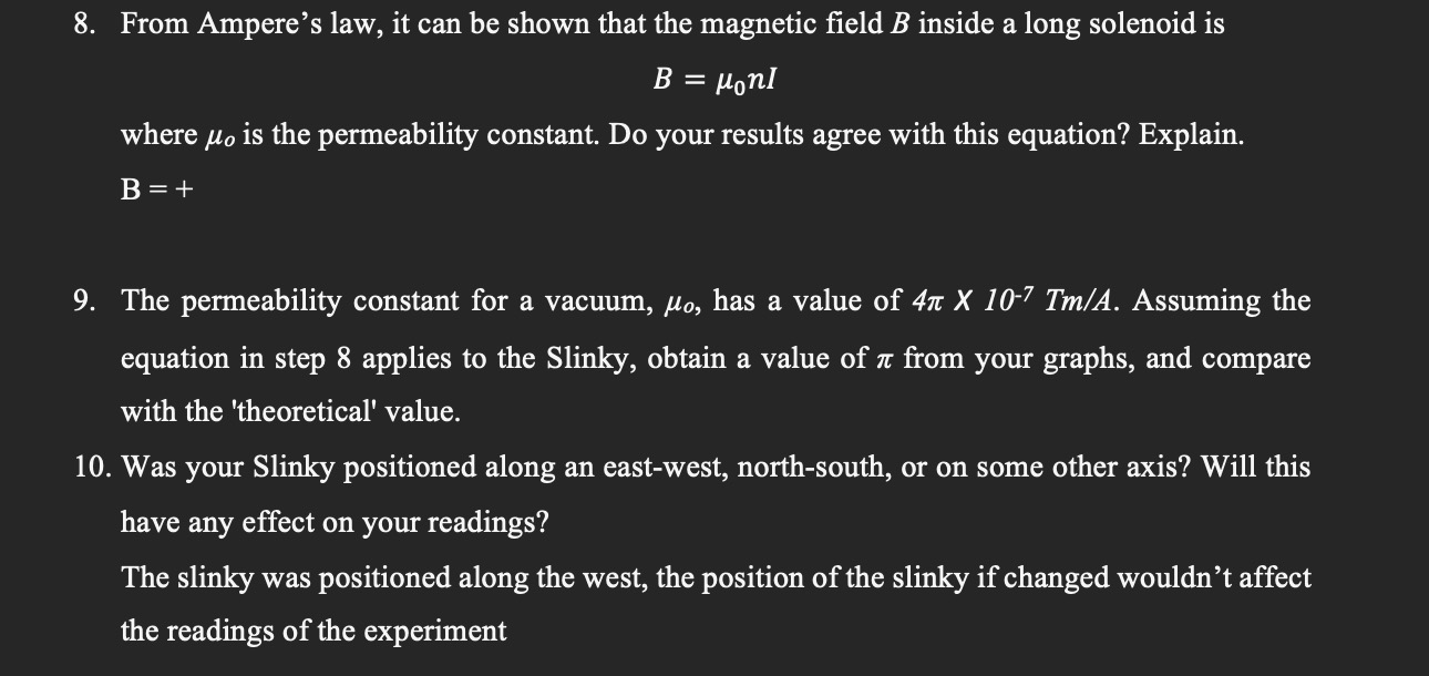 Solved 1. Plot a graph of magnetic field B vs. the current I | Chegg.com