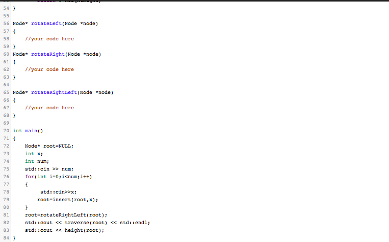 Solved Write three functions: Node* rotateLeft (Node node); | Chegg.com