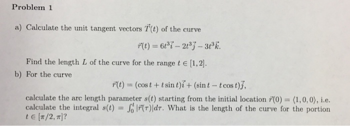Solved Calculate the unit tangent vectors T[t) of the curve | Chegg.com