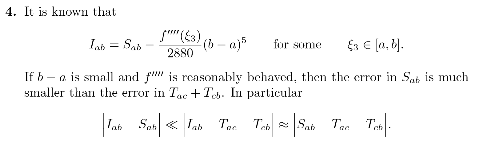 4. It is known that f'" (83) Iab = Sab - 2(b − a)5 | Chegg.com