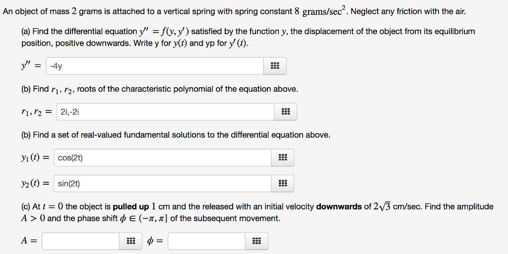 Solved An object of mass 2 grams is attached to a vertical | Chegg.com
