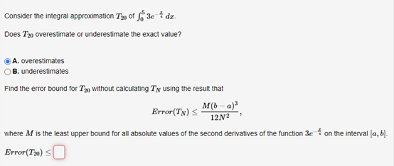 Solved Consider the integral approximation T20 of | Chegg.com